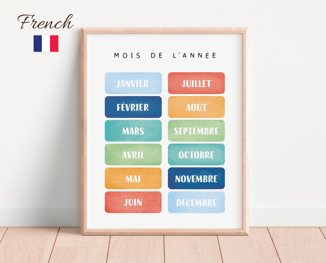 French Educational Poster, French Classroom Printables, Months of the ...