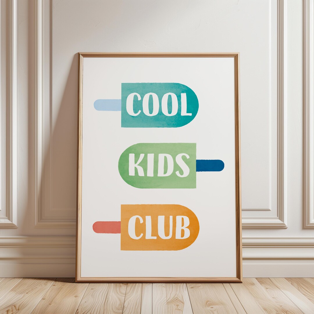 Cool Kids Club Poster, Rainbow Playroom Decor, Vibrant Nursery Prints ...
