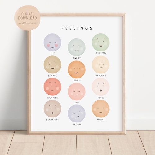 Neutral Feelings Poster Feelings Chart Homeschool Decor - Etsy