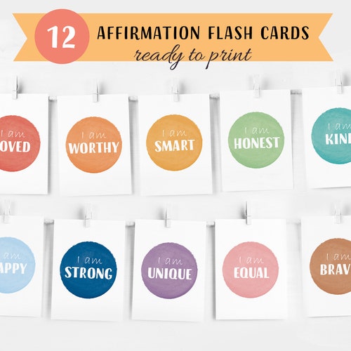 12 Affirmation Flash Cards Montessori Flash Cards - Etsy