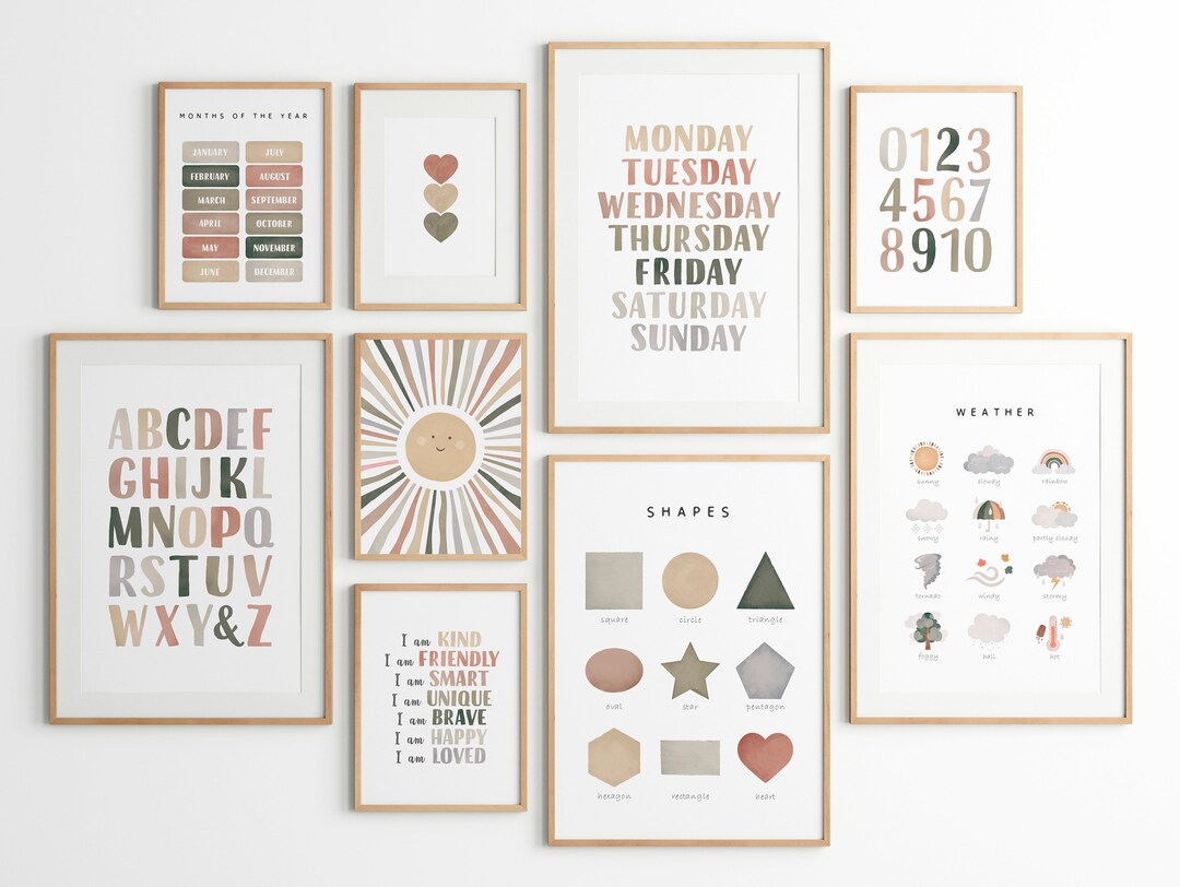 Boho Classroom Decor Bundle, Set of 9 Educational Posters, Boho ...