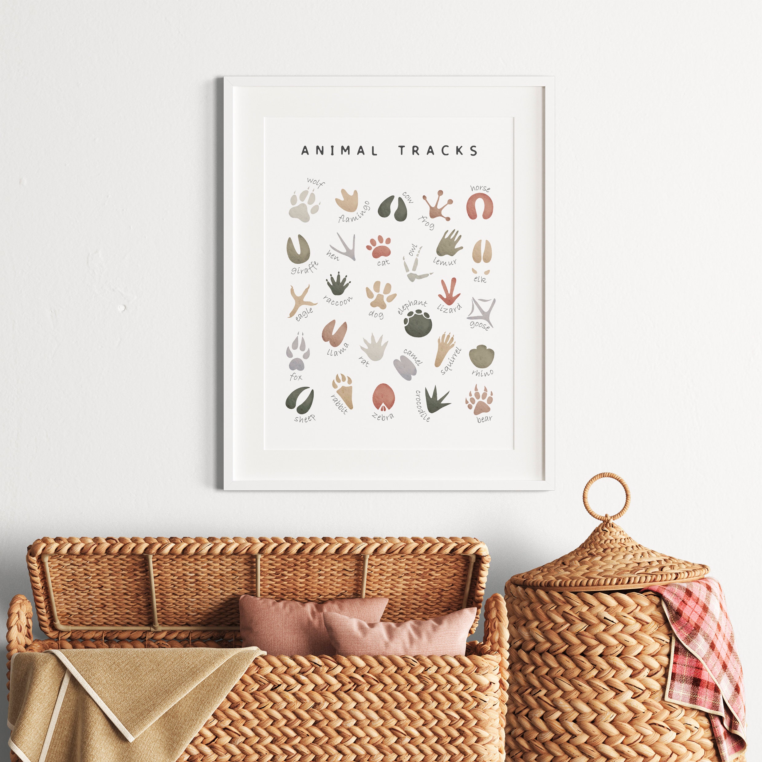 Animal Tracks Poster, Neutral Nursery Wall Decor, Playroom Poster ...