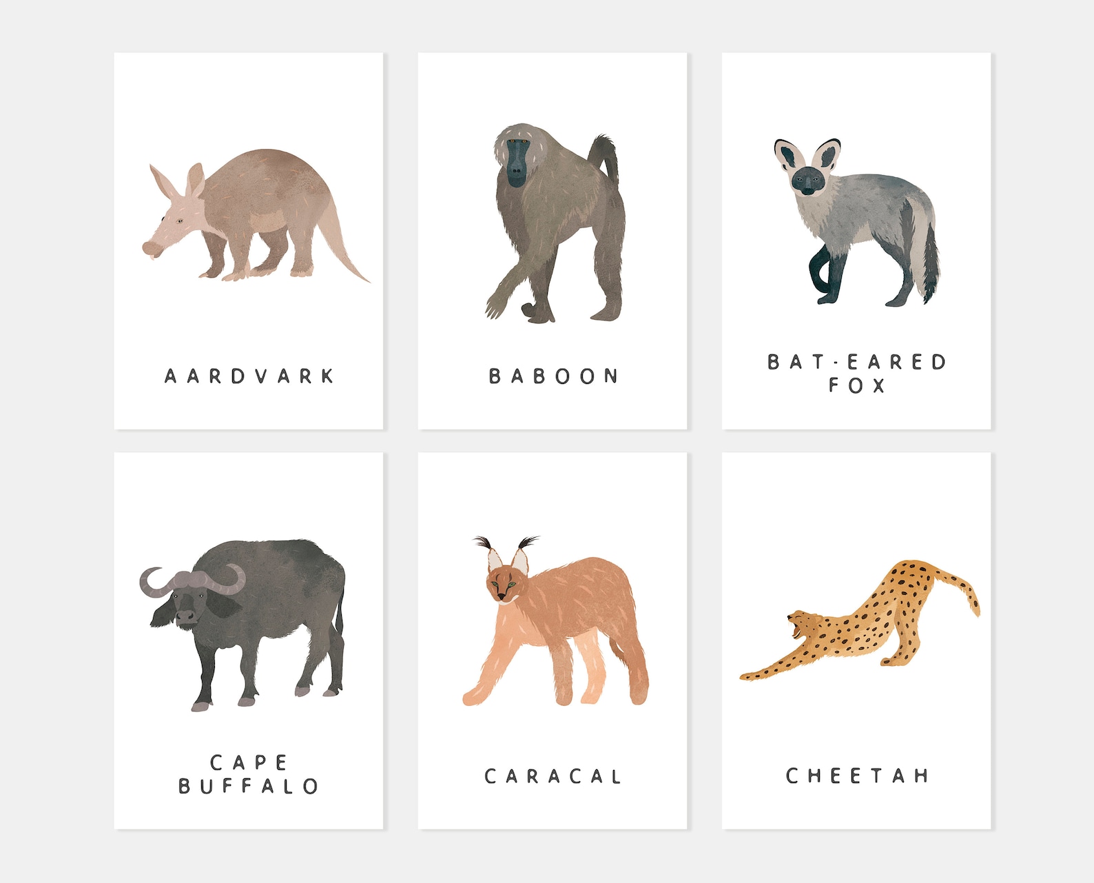 30 Safari Animals Flash Cards, Montessori Materials, Educational ...