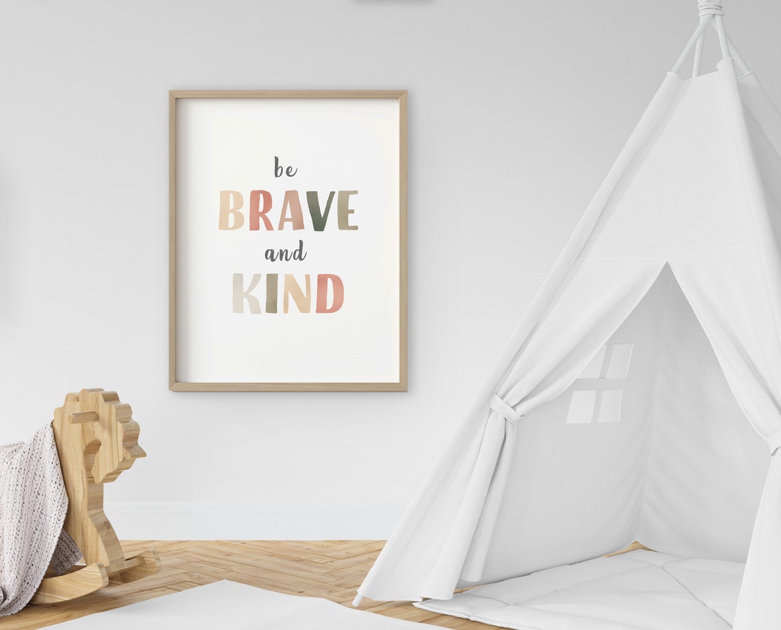 Motivational Quote Poster, Classroom Decor, Be Brave and Kind Print ...