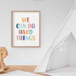We Can Do Hard Things, Kids Positive Affirmation Wall Art, Daily ...