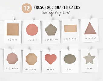 12 Shapes Flash Cards Neutral Preschool Cards Homeschool - Etsy