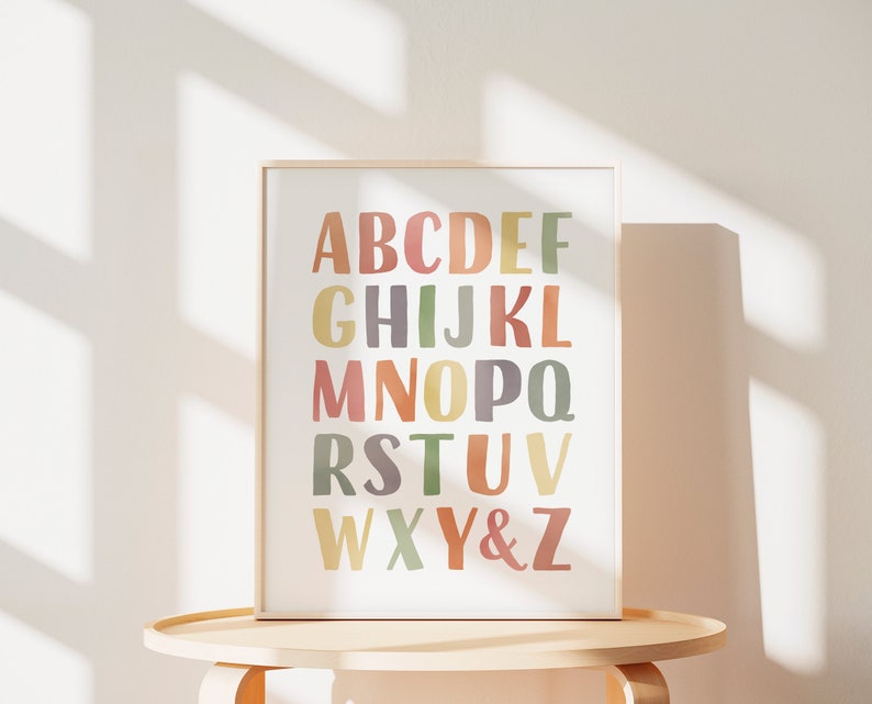 Set of 2 Educational Posters, Watercolour ABC Poster, Rainbow Numbers ...