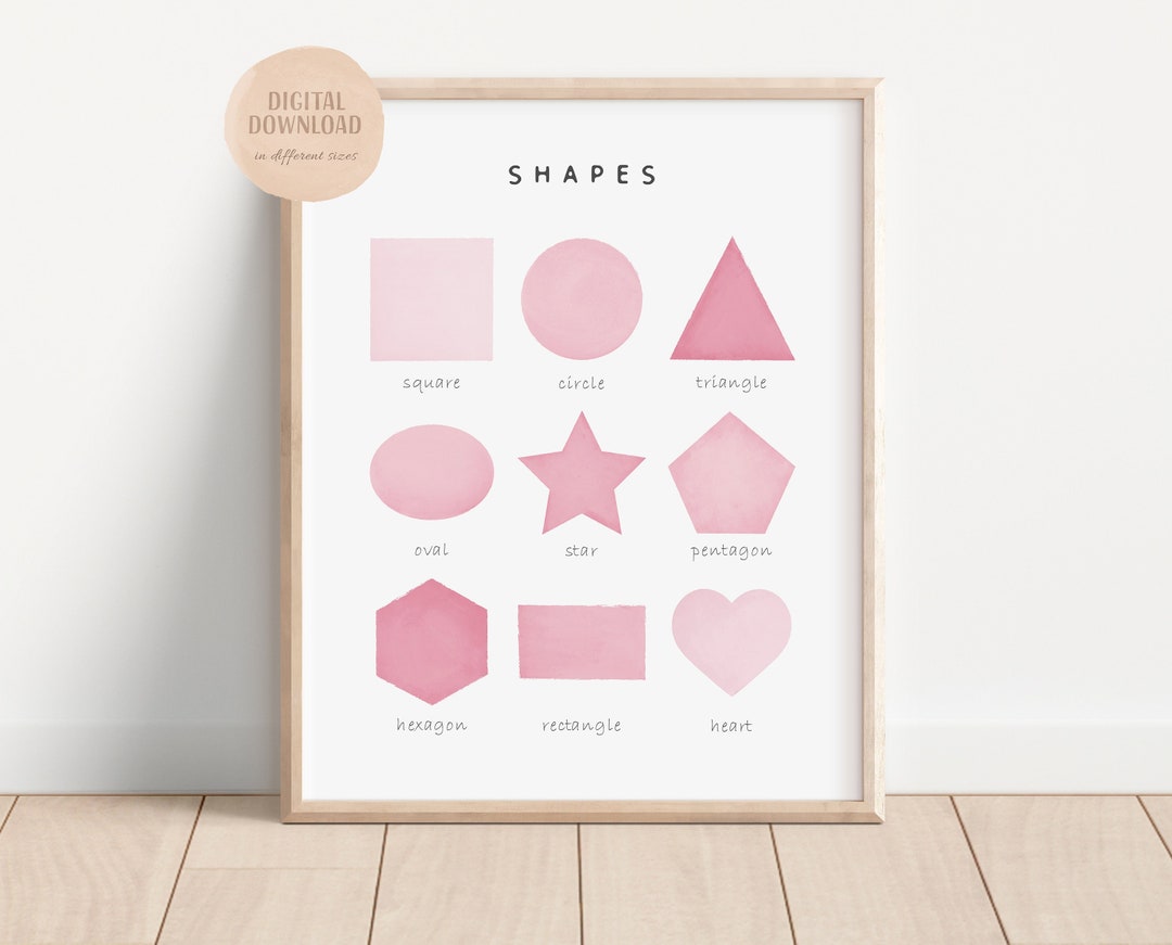 Pink Shapes Print Watercolour Shapes Print Nursery Wall Art - Etsy UK