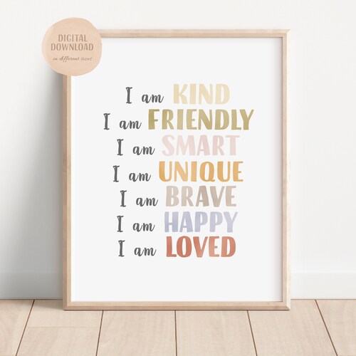 Kids Positive Affirmation Wall Art Daily Affirmations Poster - Etsy