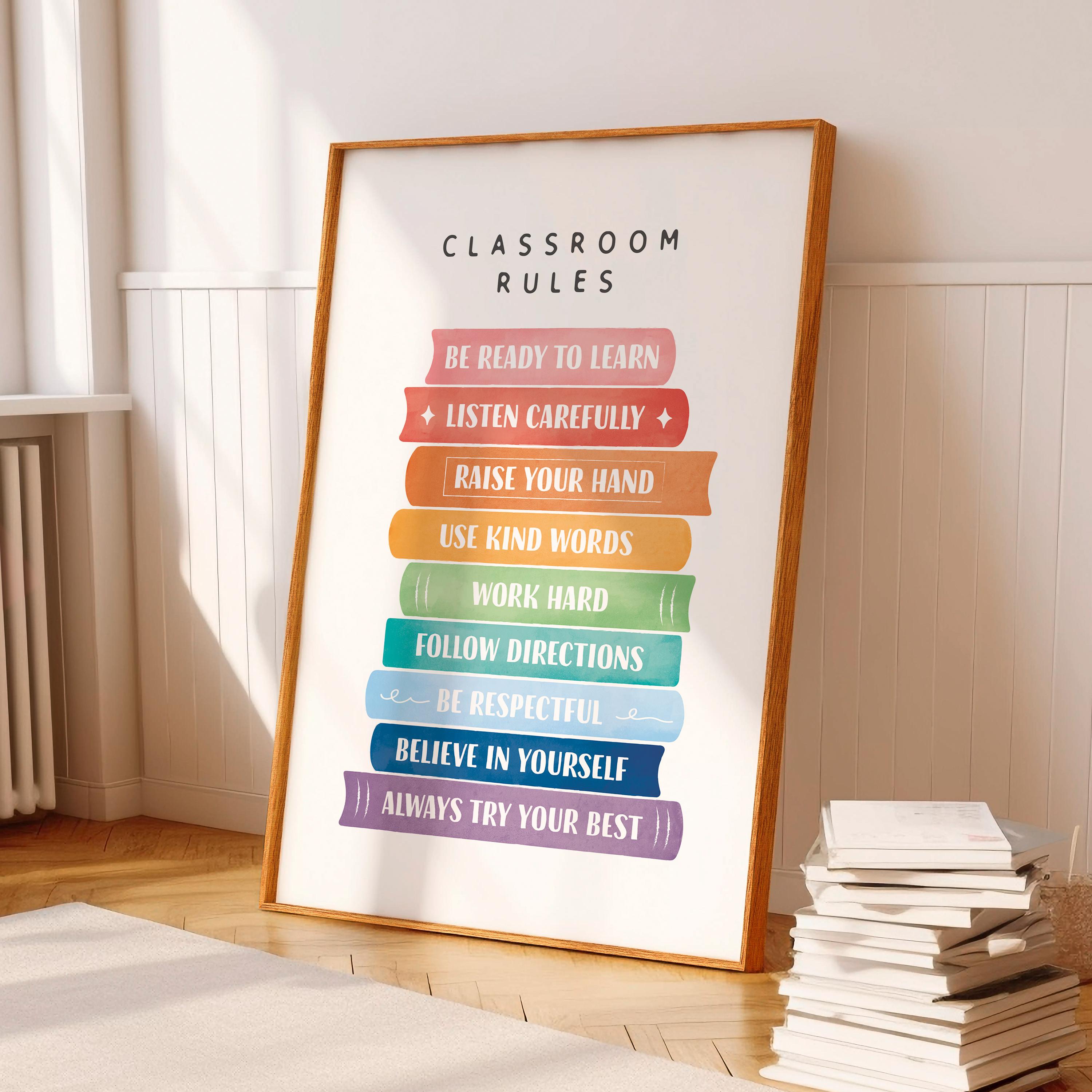 Rainbow Classroom Rules Poster: Positive Decor (digital Download - Etsy
