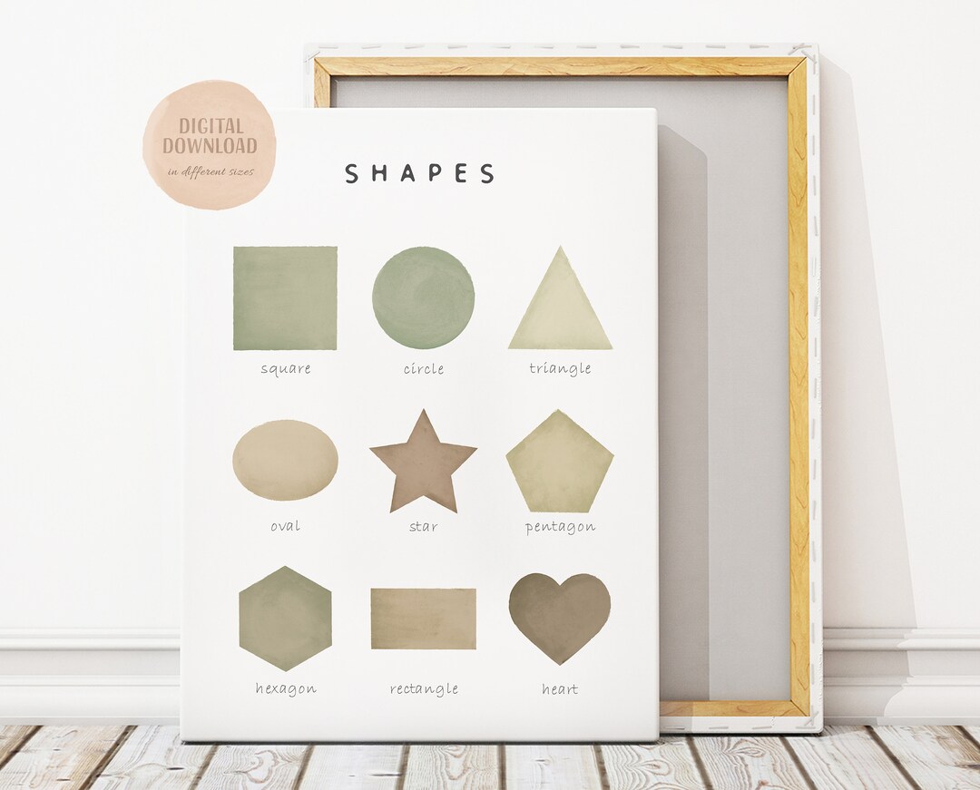 Green Shapes Print, Watercolour Shapes Print, Nursery Wall Art ...