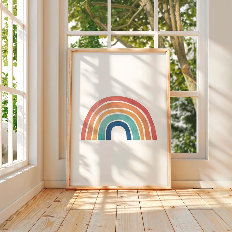 Set of 6 Playroom Posters, Watercolor Sun Poster, Nursery Wall Decor ...