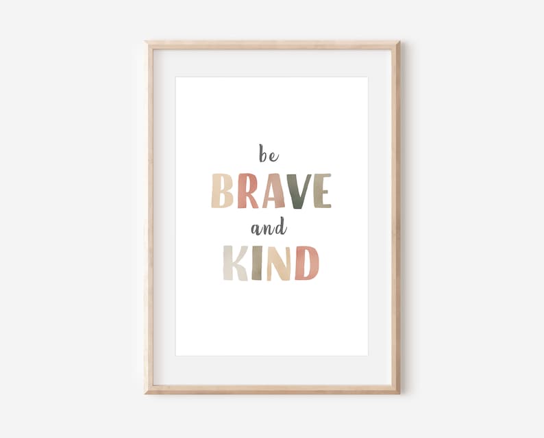 Motivational Quote Poster, Classroom Decor, Be Brave and Kind Print ...