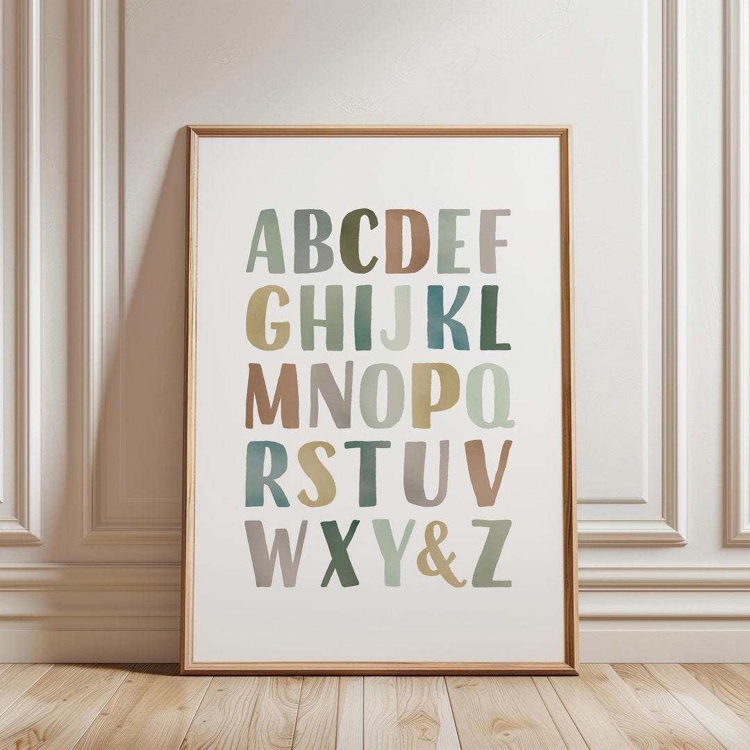 Earth Tones Alphabet Poster, Educational Poster, ABC Print, Nursery ...