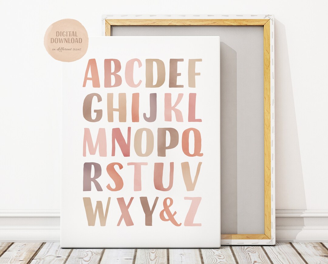 Neutral Alphabet Poster, Watercolour Alphabet, ABC Print, Nursery ...