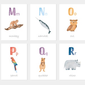 Printable Animal Alphabet Flash Cards, Classroom Decor, Toddlers ...