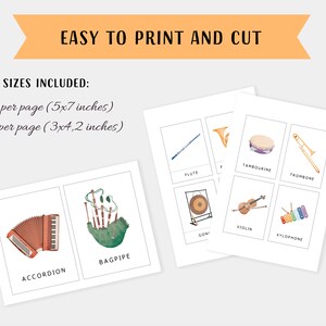 20 Musical Instruments Flash Cards, Montessori Materials, Pre-school ...