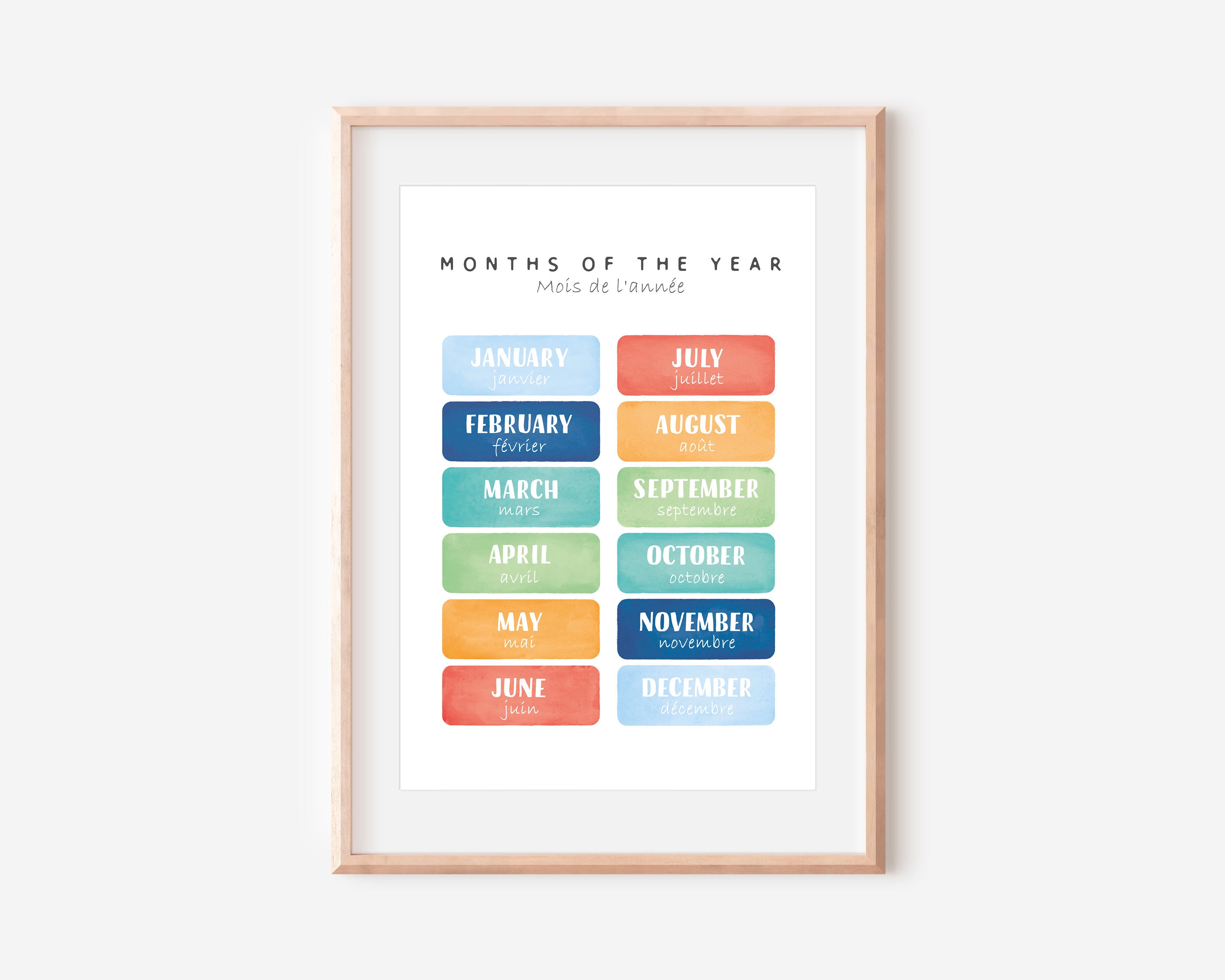 Bilingual French Educational Poster Playroom Educational - Etsy