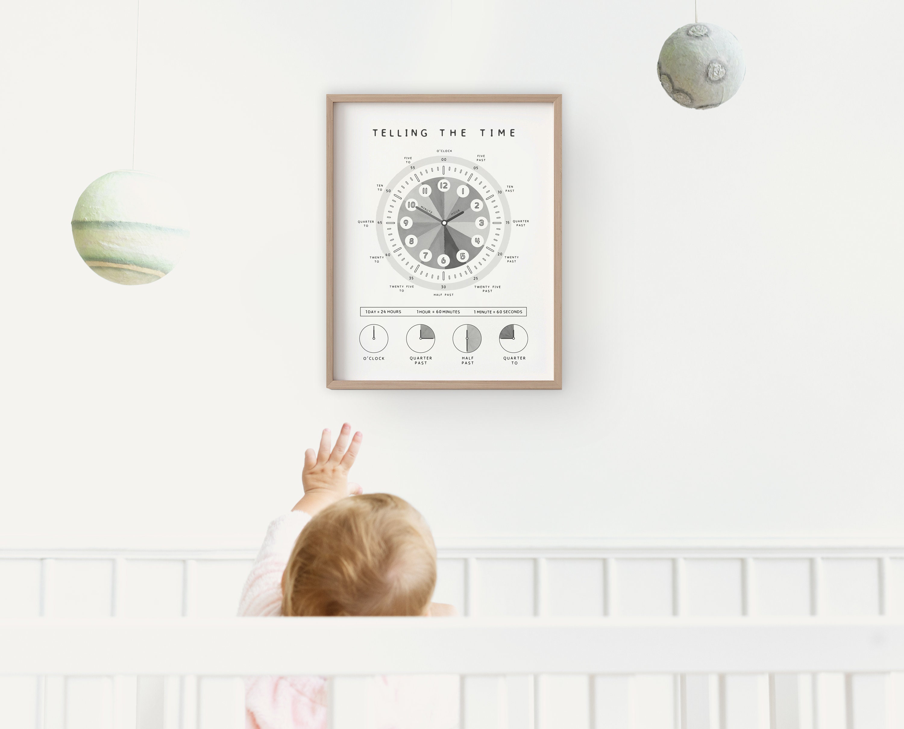 Telling the Time Poster Time Printables Neutral Playroom - Etsy