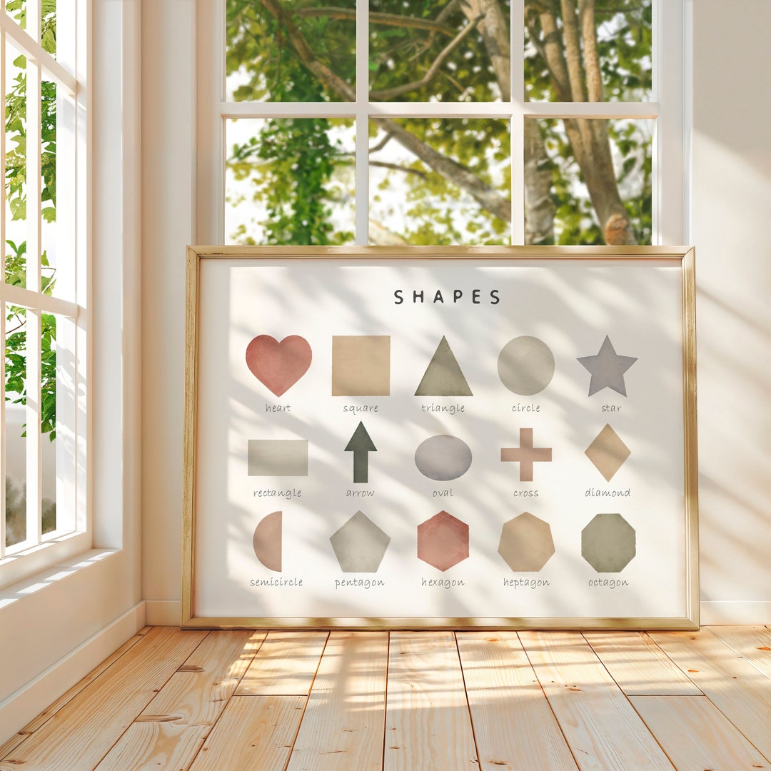 Neutral Shapes Educational Poster, Nursery Wall Art, Homeschool Posters ...