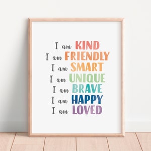 Kids Positive Affirmation Wall Art, Daily Affirmations Poster, Positive ...