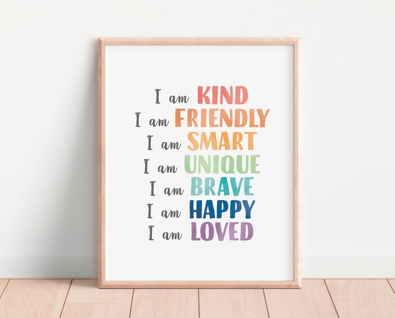 Kids Positive Affirmation Wall Art, Daily Affirmations Poster, Positive ...