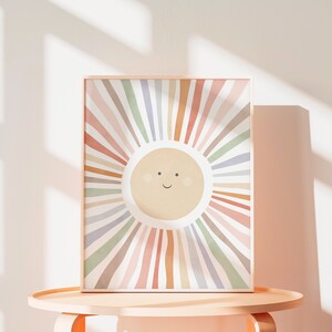 Nursery Sun Poster, Boho Sun Print, Nursery Wall Art, Girls Room Decor ...