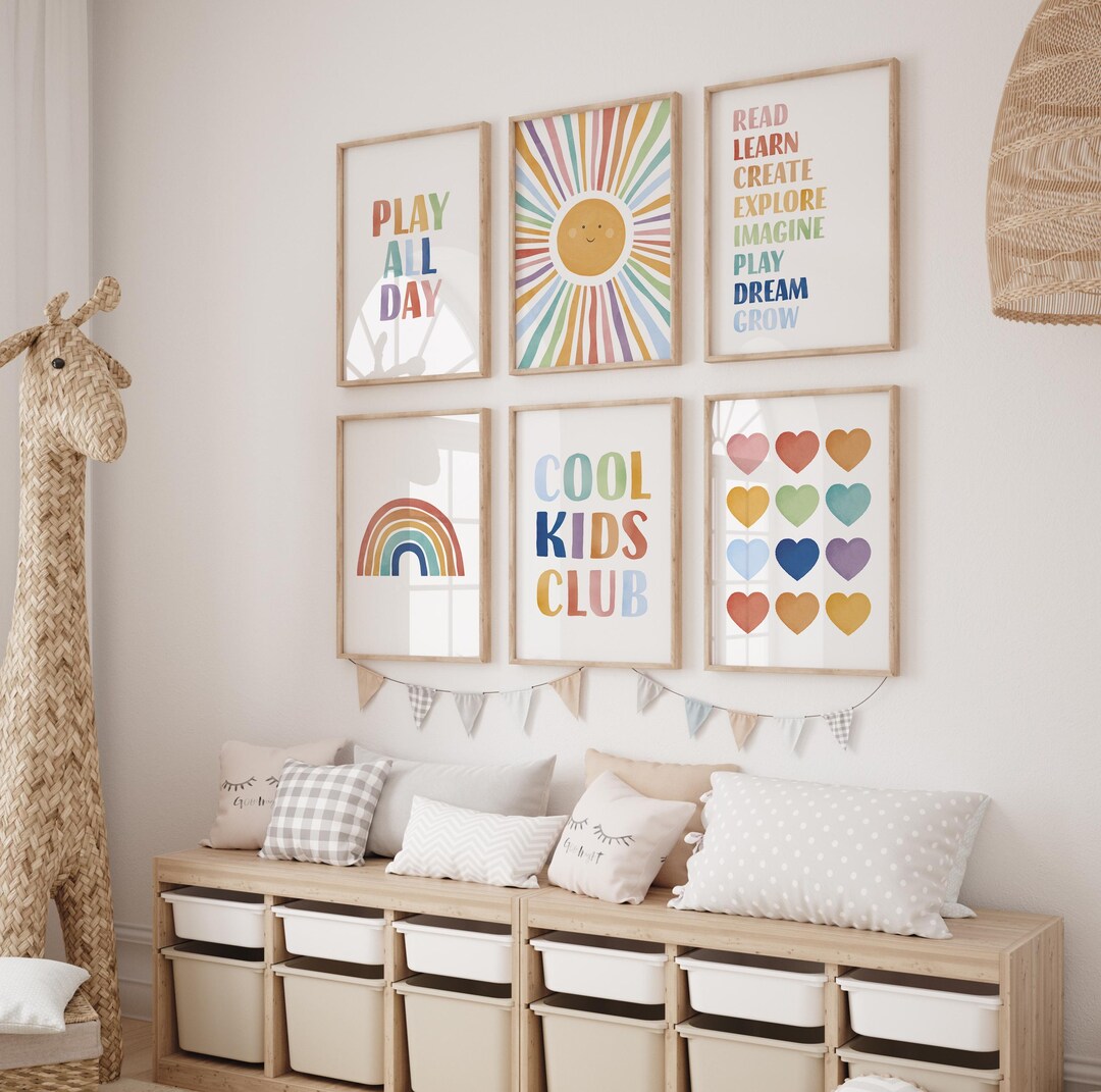 Set of 6 Playroom Posters, Homeschool, Nursery Wall Decor, Toddler ...