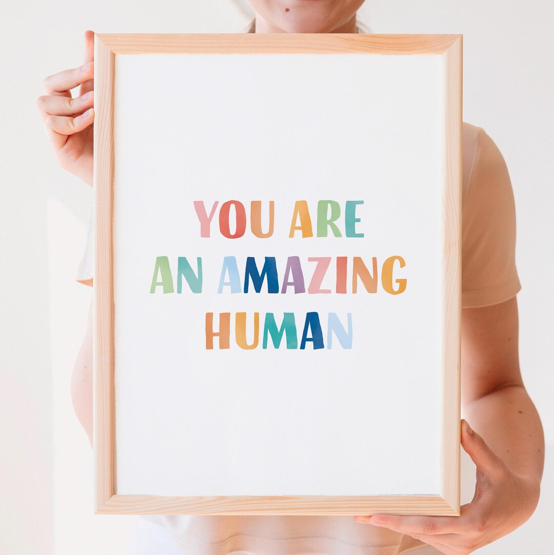 You Are an Amazing Human, Rainbow Calming Corner Poster, Therapy Office ...