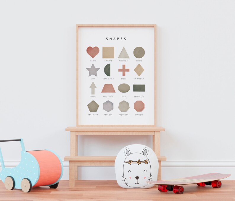 Watercolor Shapes Educational Poster: Neutral Earth Tones (digital ...