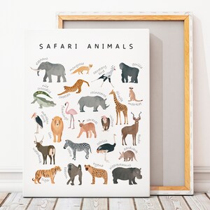 Safari Animals Poster, Educational Poster, Nursery Wall Decor, Playroom ...