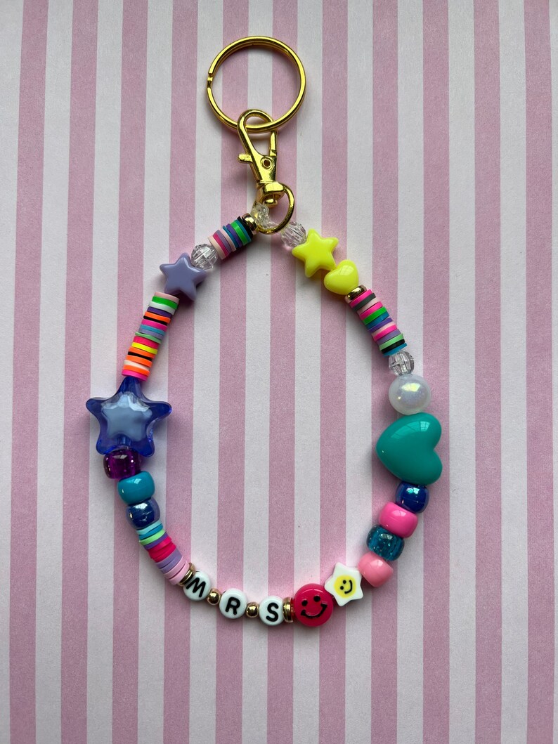 90’s Inspired Personalized Cell Phone Beaded Keychain - Etsy