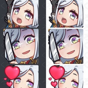 Twitch Emote Pack, Genshin Shenhe, 5 Emotes, Streamer, Discord, Etc ...