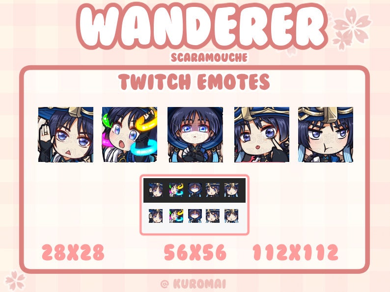 Twitch Emote Pack, Genshin Wanderer scaramouche 5 Emotes, Streamer ...