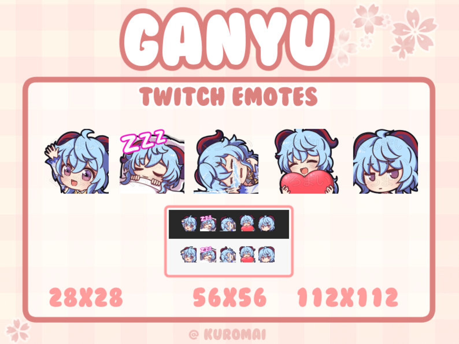 Twitch Emote Pack, Genshin Ganyu, 5 Emotes, Streamer, Discord, Etc ...