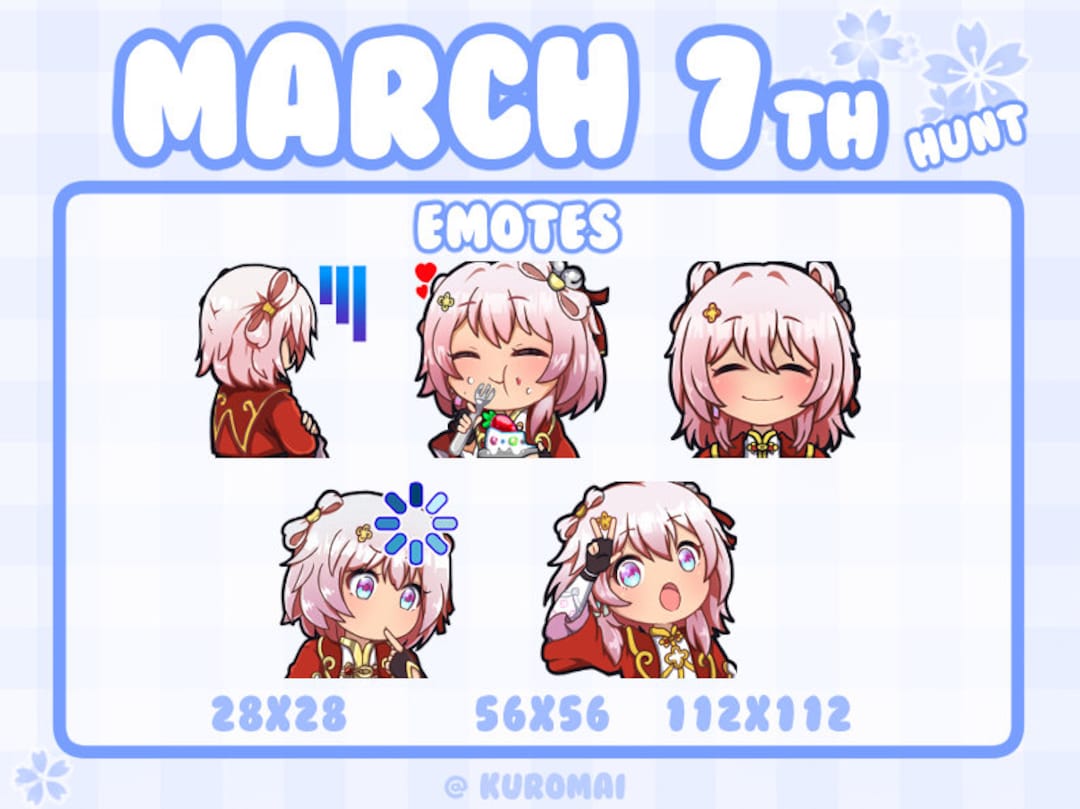 Twitch, Emote, Pack, Honkai Star Rail, March 7th, Hunt, 5 Emotes ...