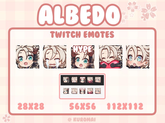 Twitch Emote Pack Genshin Albedo 5 Emotes Streamer | Etsy UK