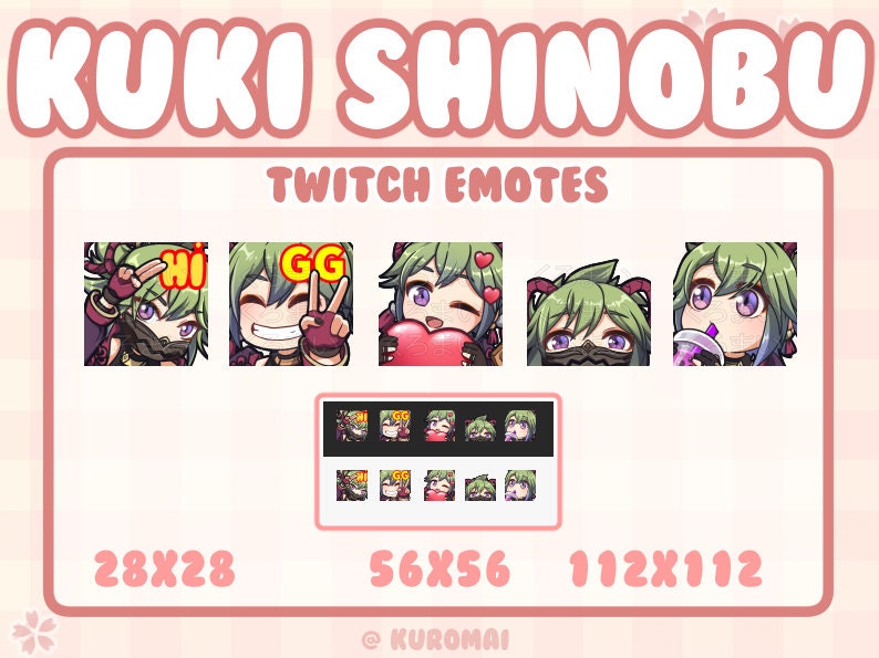 Twitch Emote Pack, Genshin Kuki Shinobu, 5 Emotes, Streamer, Discord ...