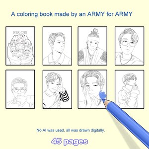BTS Printable Coloring Book - Etsy