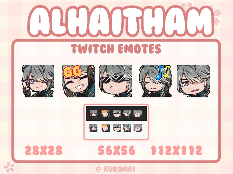 Twitch Emote Pack, Genshin Alhaitham 5 Emotes, Streamer, Discord, Etc ...