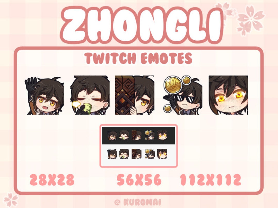 Twitch Emote Pack, Genshin Zhongli, 5 Emotes, Streamer, Discord, Etc ...