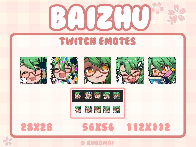 Twitch Emote Pack, Genshin Baizhu 5 Emotes, Streamer, Discord, Etc ...