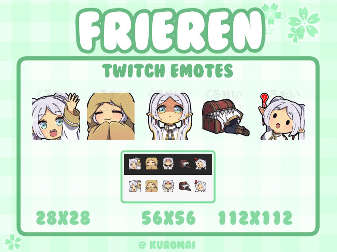 Twitch, Emote, Pack, FRIEREN 5 Emotes, Streamer, Discord, (hello, Chill ...