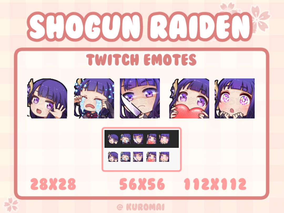 Twitch Emote Pack, Genshin Shogun Raiden, 5 Emotes, Streamer, Discord ...