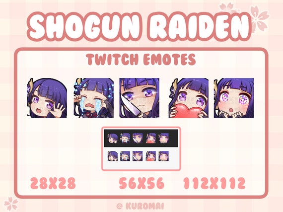 Twitch Emote Pack Genshin Shogun Raiden 5 Emotes Streamer - Etsy