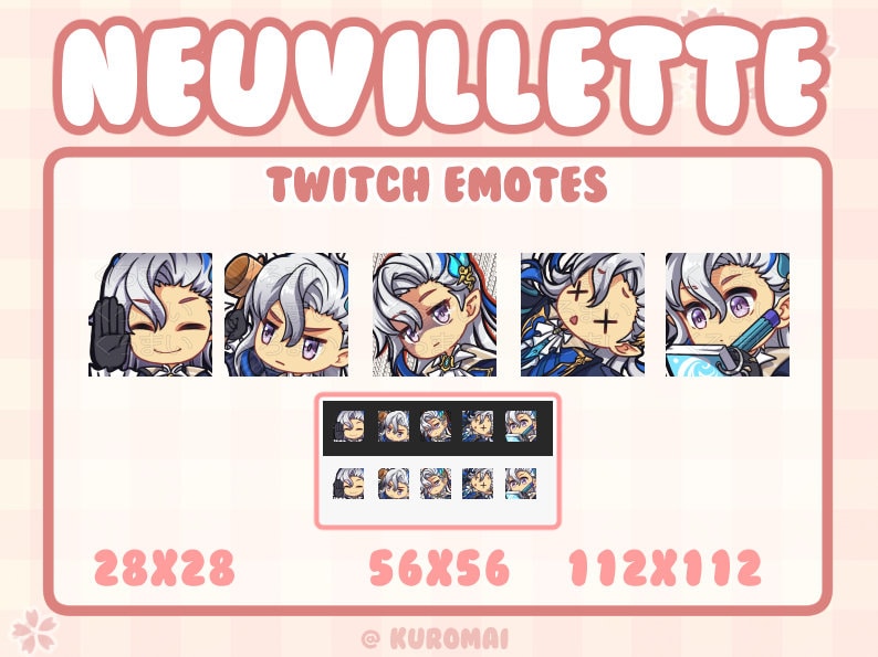 Twitch Emote Pack, Genshin Neuvillette 5 Emotes, Streamer, Discord, Etc ...