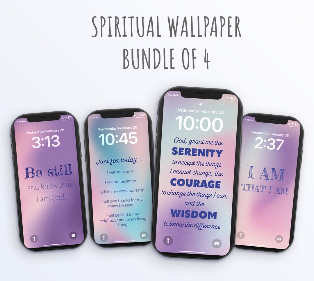 Spiritual iPhone Wallpaper Bundle – Serenity Prayer & Reiki – Digital ...