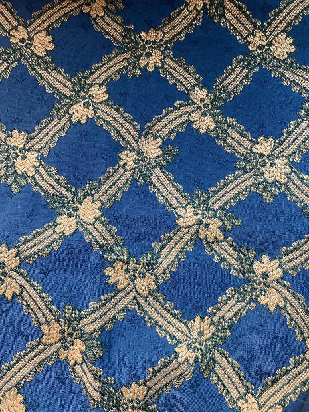 Damask Lampas Fabric, Upholstery Fabric, Damask Fabric, Dark Blue Lamps ...
