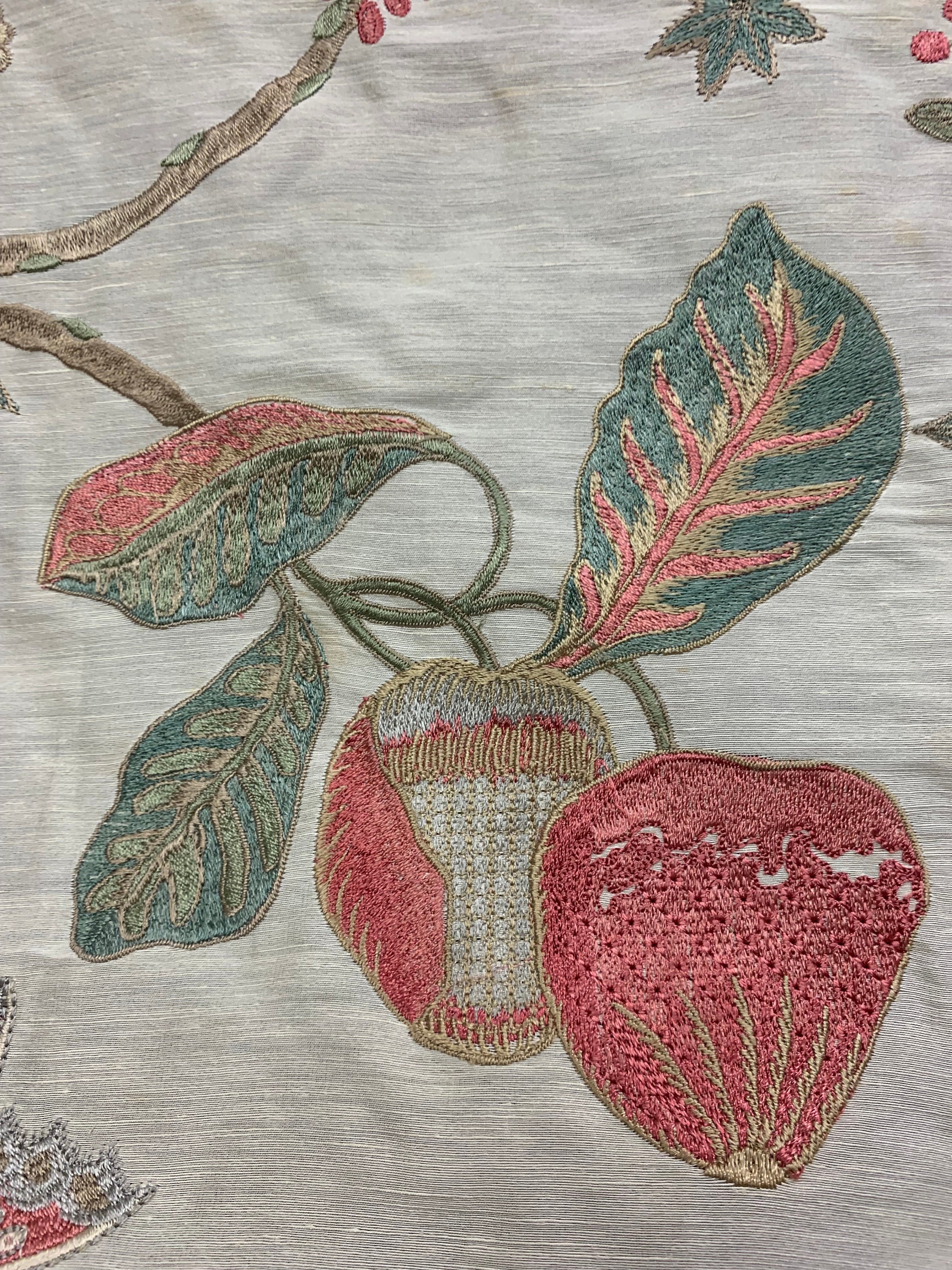 Embroidered Exotic Pineapple Silk Linen, Upholstery Fabric, Luxury ...