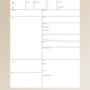 1 Pt Cardiac Nursing Report Sheet - Etsy